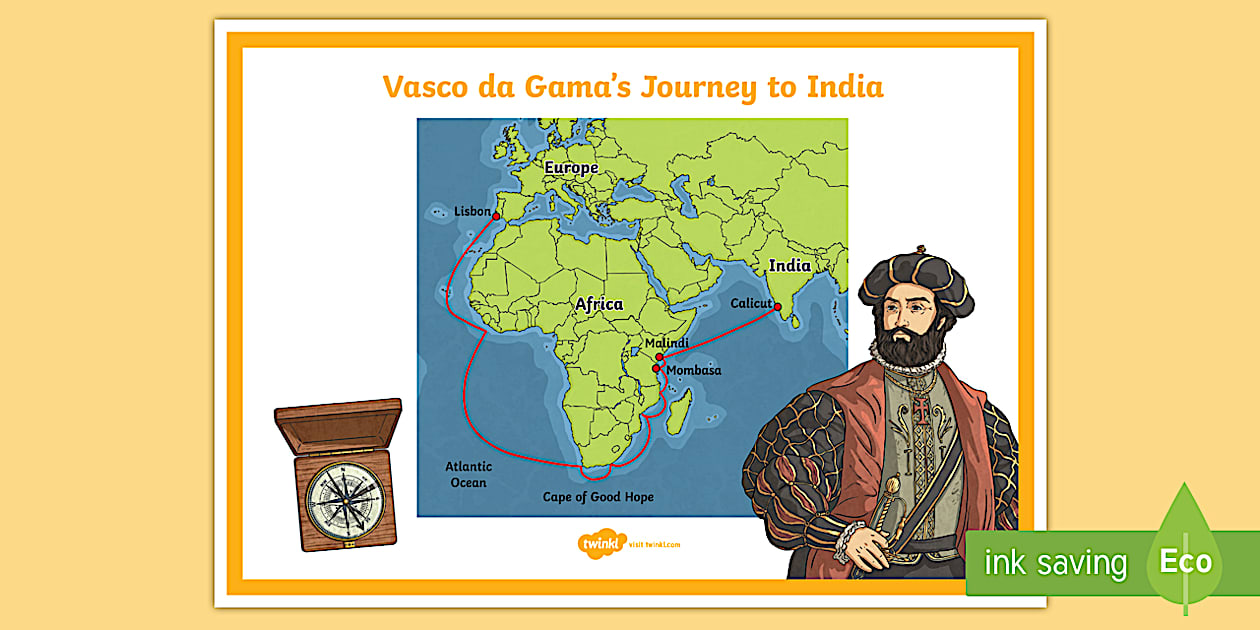 Vasco da Gama Explorer Map (Teacher-Made) - Twinkl