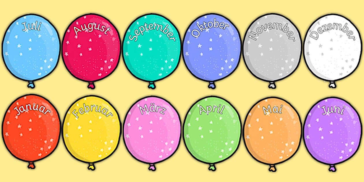Editable Month Balloons German (Teacher-Made) - Twinkl