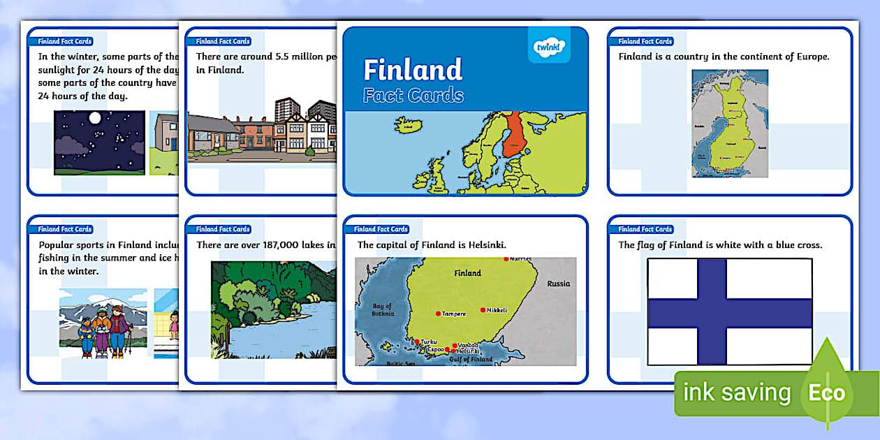 KS1 Finland Fact Cards (teacher made) - Twinkl