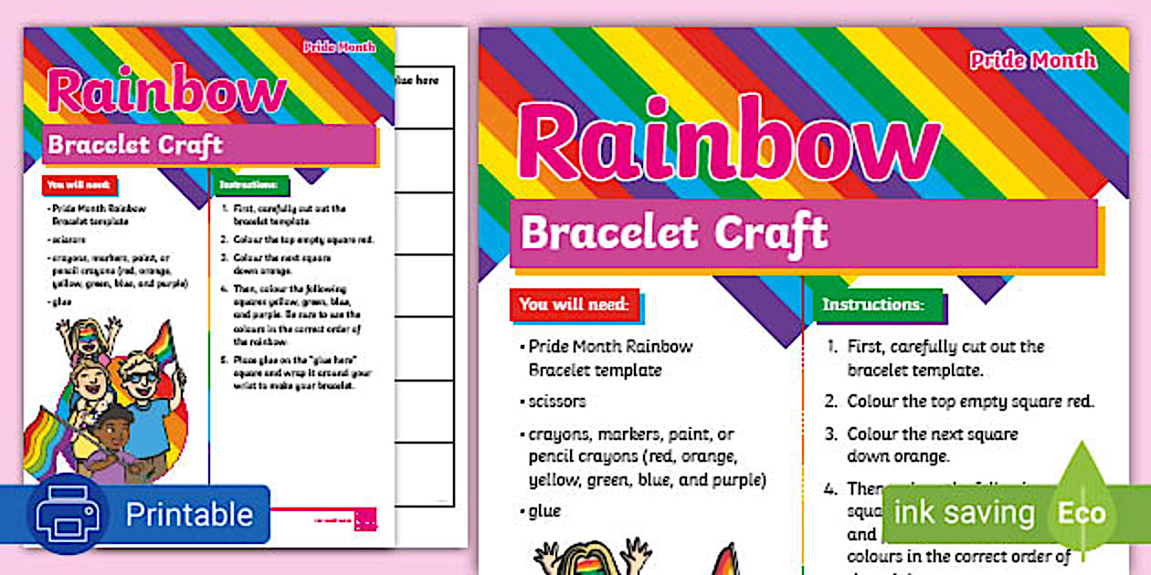Pride Month | Rainbow Paper Pride Craft Bracelet - Twinkl