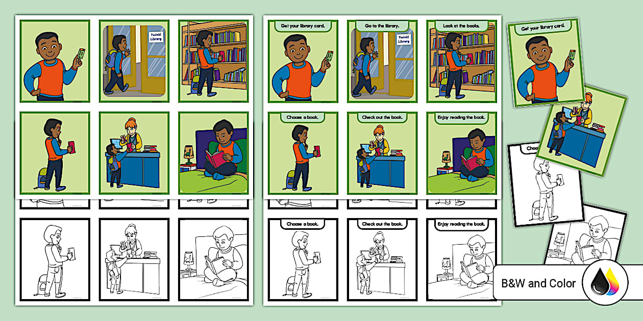 Library Sequencing Cards | ELA Resource | Twinkl USA