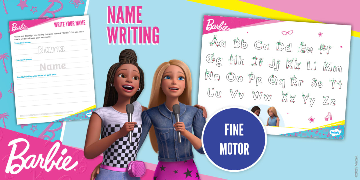 Barbie: Name Writing Worksheet and Alphabet Tracing Mat