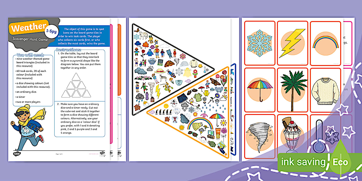 Weather I-Spy Scavenger Hunt Game (teacher made) - Twinkl