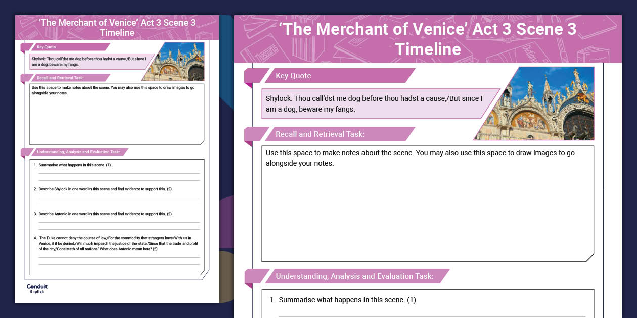'The Merchant of Venice' Act 3 Scene 3 Timeline - Twinkl