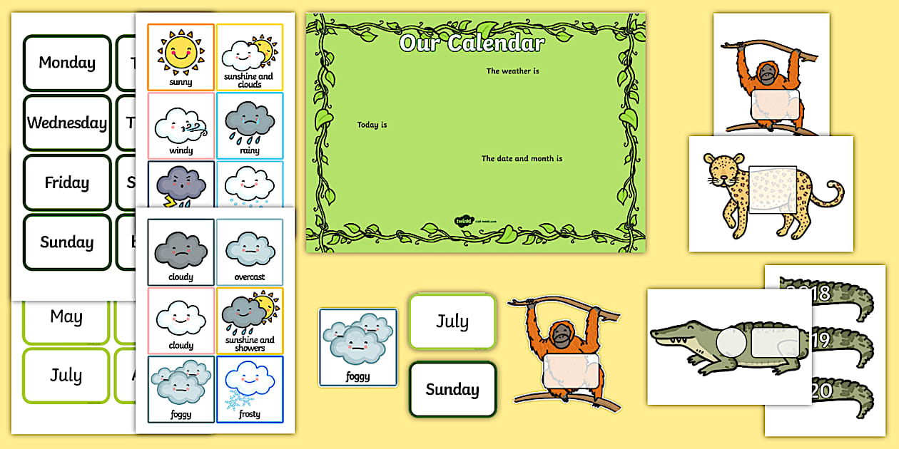 Jungle Themed Display Calendar (teacher made) - Twinkl