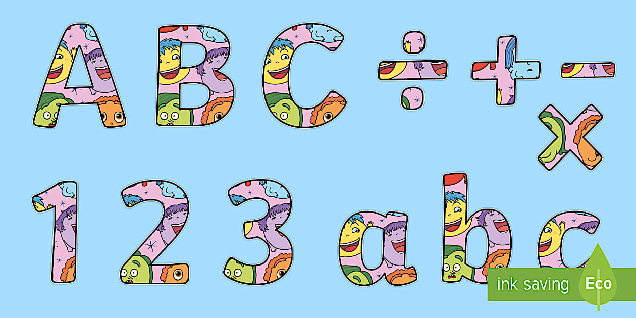 Editable Mood Monsters Display Lettering (professor feito)