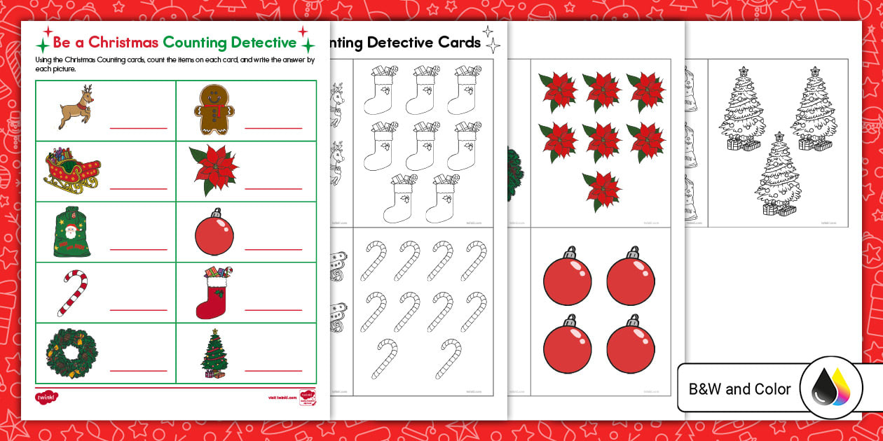 Kindergarten Christmas Count and Write the Room Activity