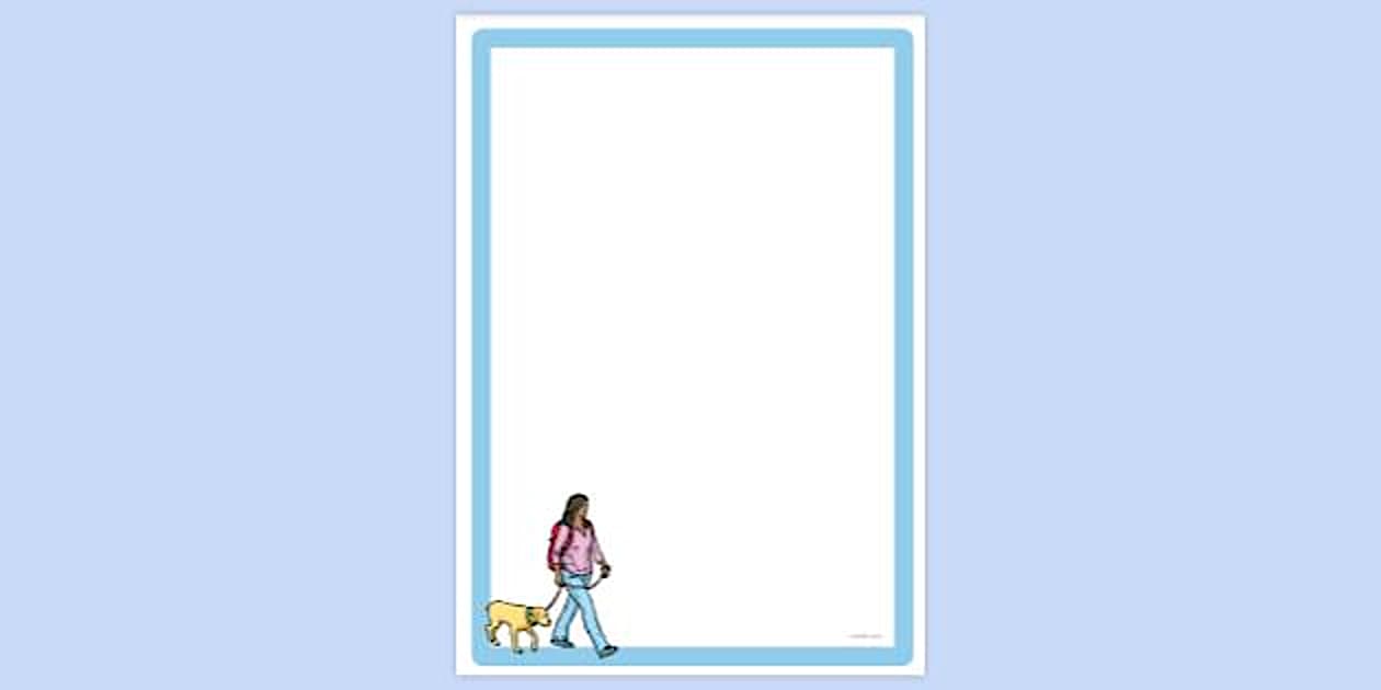 Simple Blank Woman With Dog Page Border (teacher made)