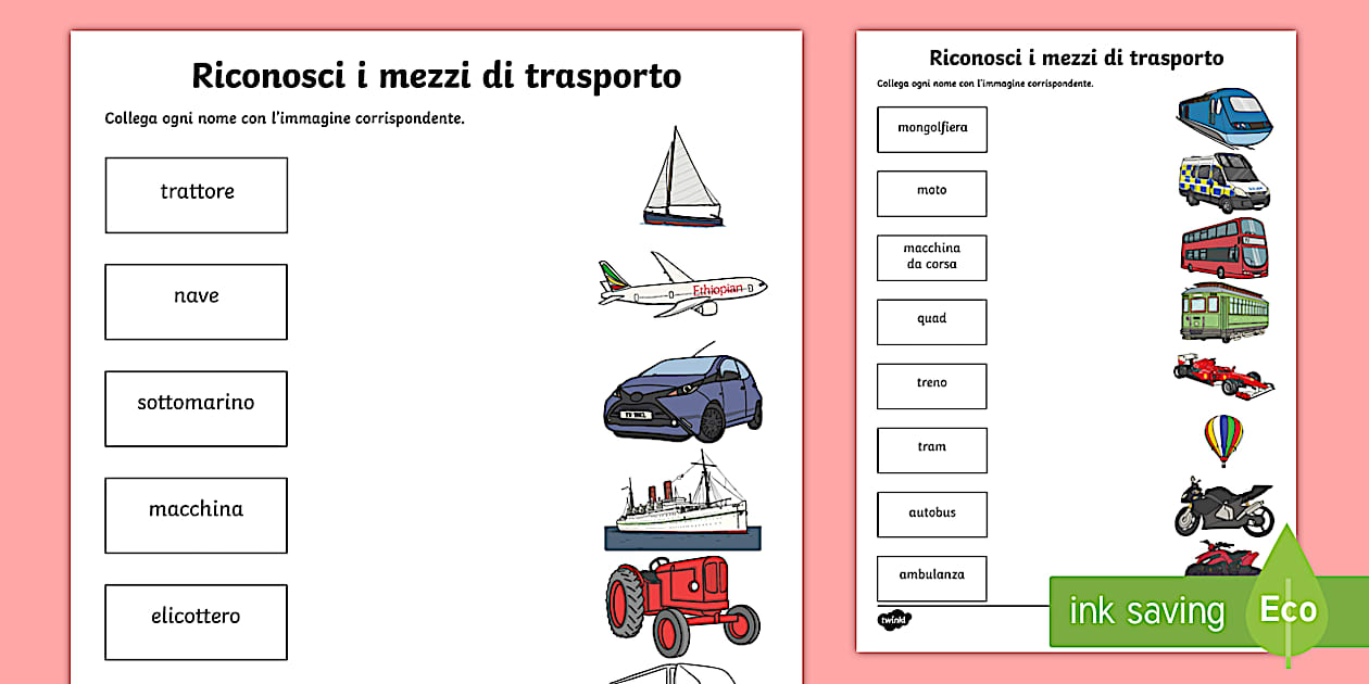 Riconosci i mezzi di trasporto Attività - Twinkl
