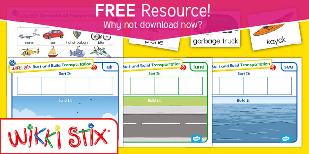 FREE Wikki Stix Sort and Build Transportation Activity Mats
