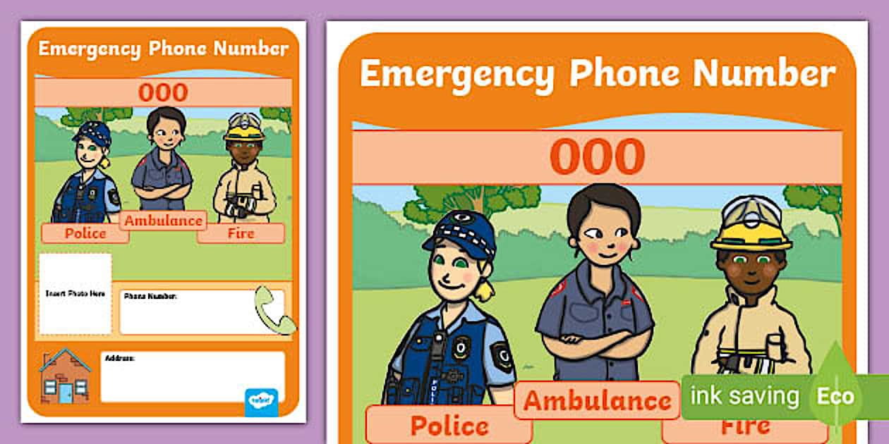 Emergency Phone Numbers Display - Twinkl