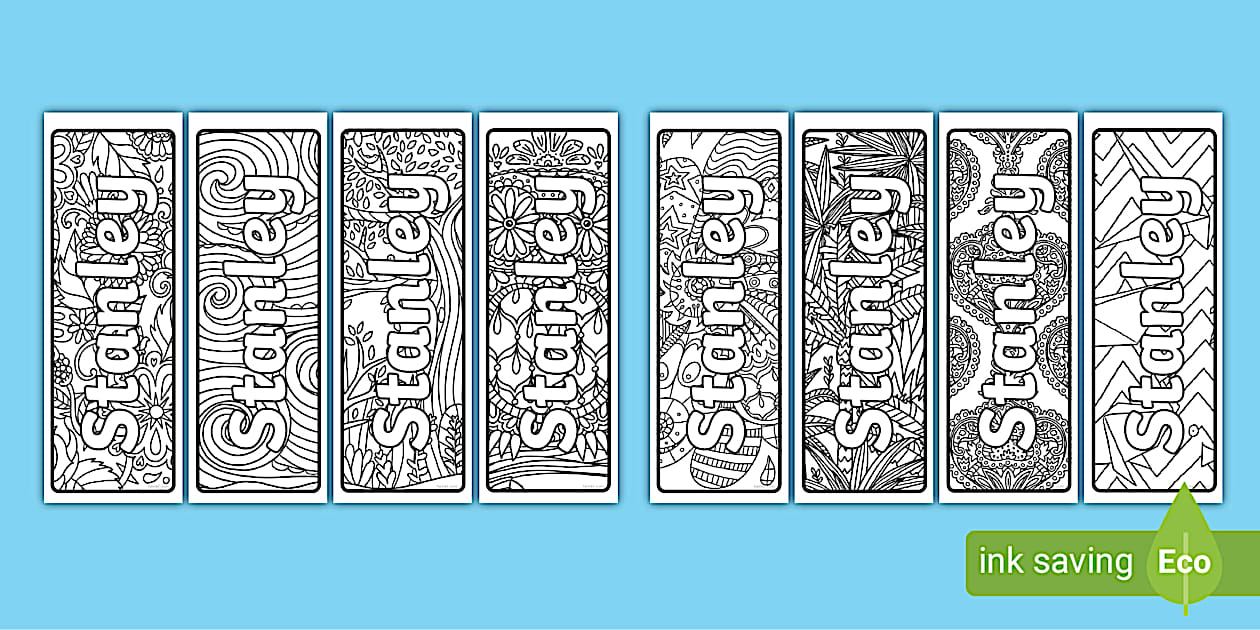 Stanley Mindfulness Name Colouring Bookmarks | Twinkl | KS1