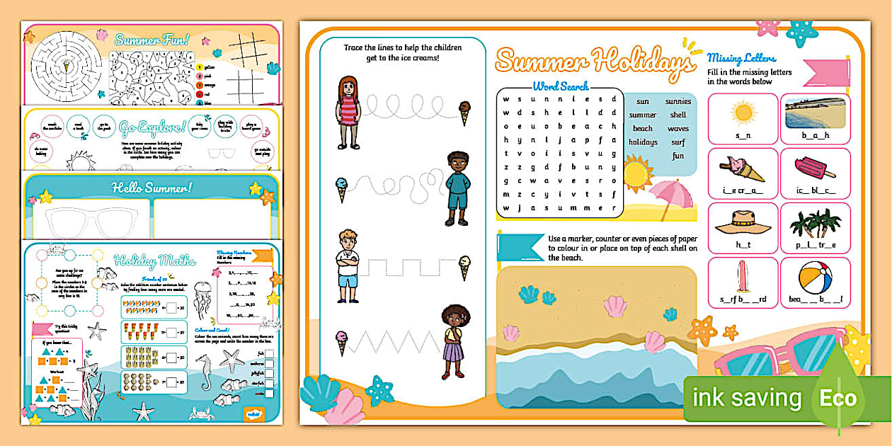 Summer Holiday Activity Mats Pack - F-2