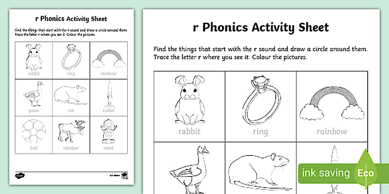 Phonics 'r' Sound Worksheet - Linguistic Phonics Resources