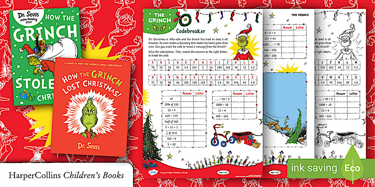 FREE! - 👉 The Grinch: Maths Codebreaker Activity Sheets [Ages 9-11]