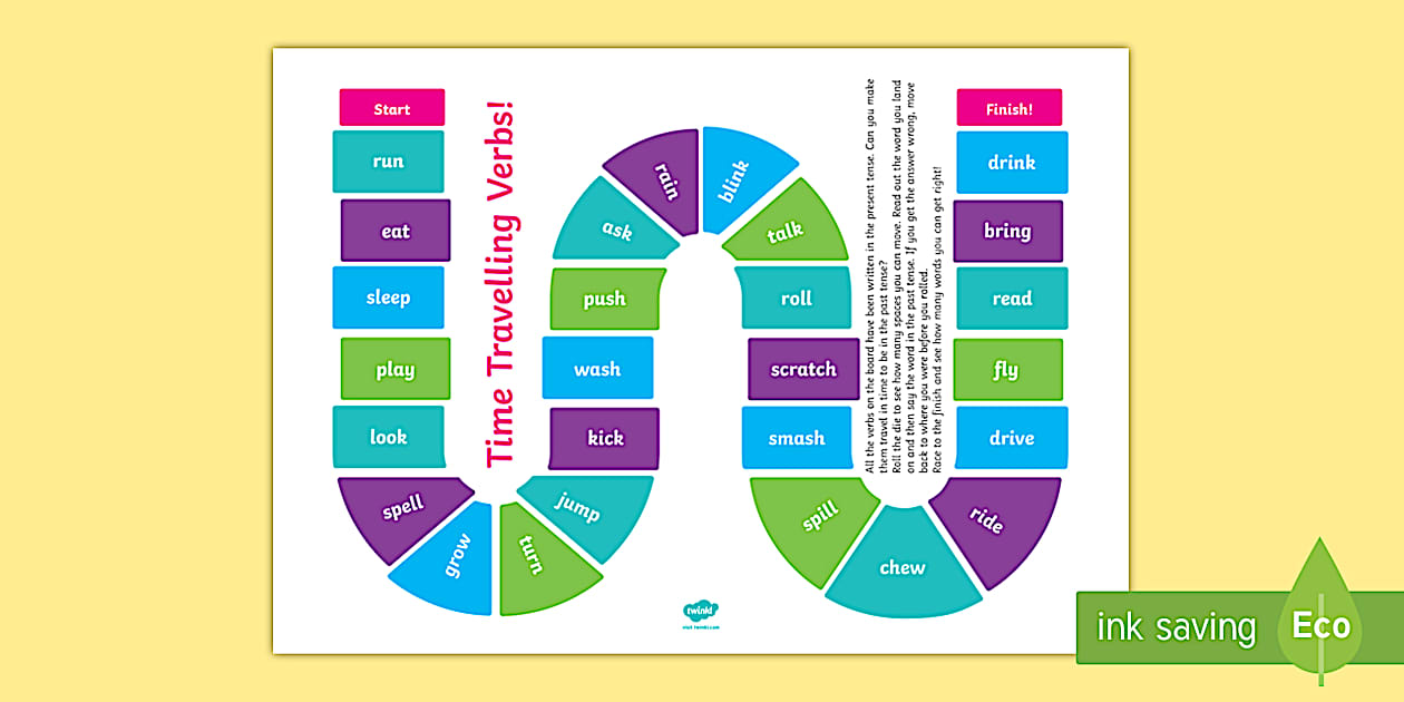 Present Tense to Past Tense Verbs Board Game - Twinkl