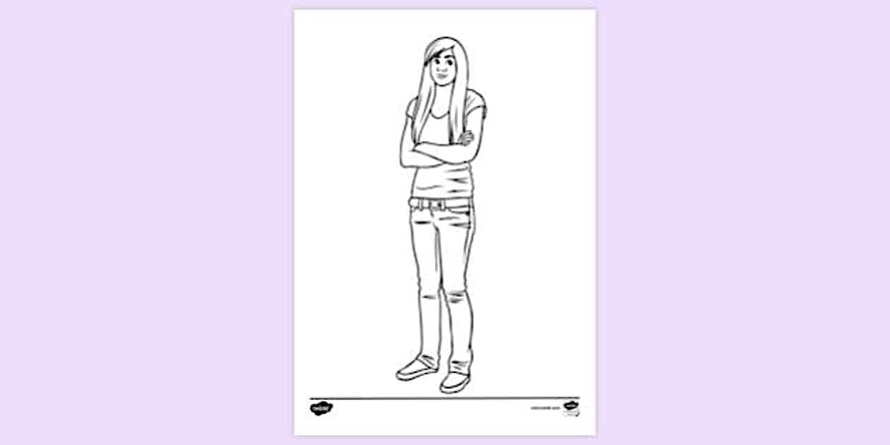 Girl Standing Colouring | Colouring Sheets (teacher made)