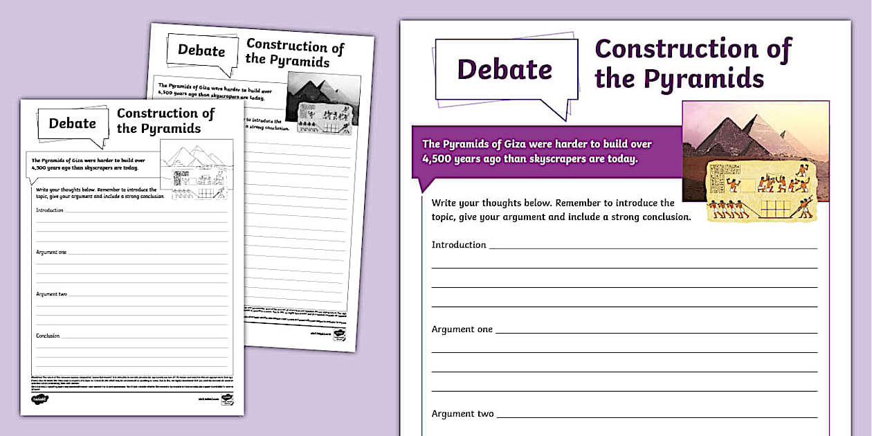 How Were the Pyramids Built? Debate Writing Frame - Twinkl