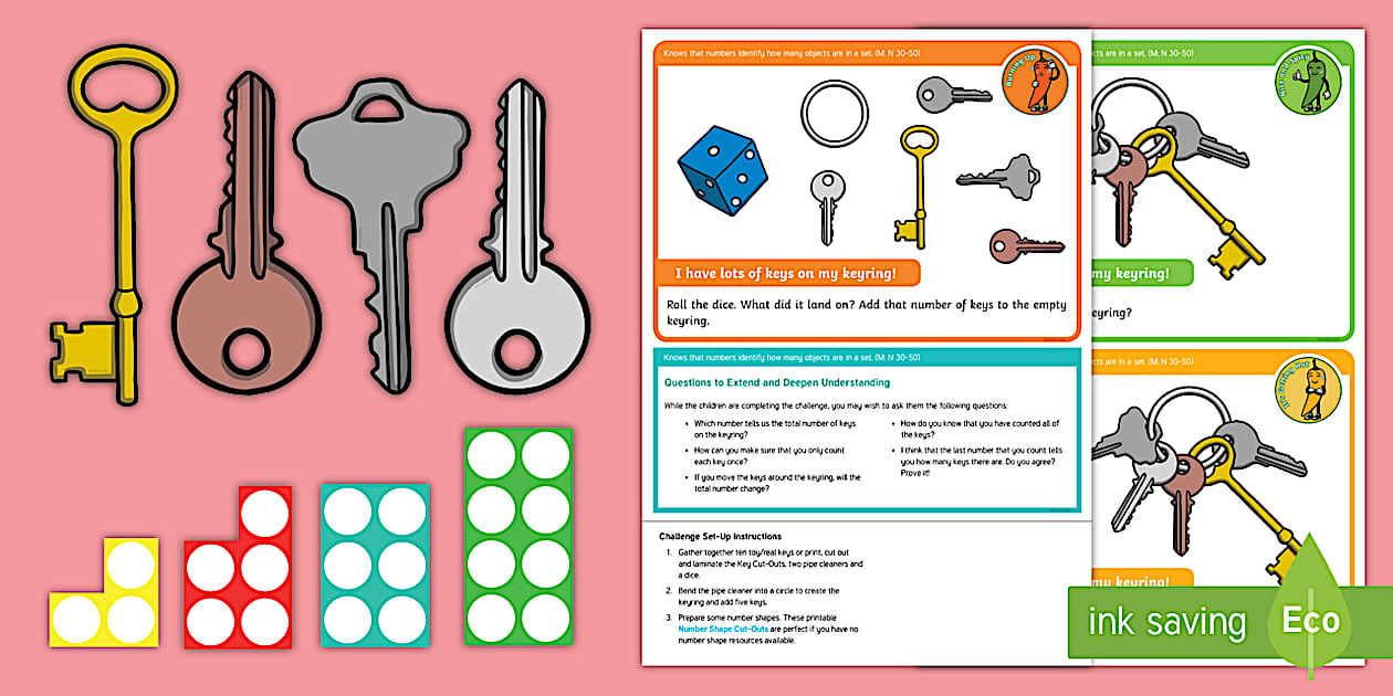EYFS Maths Counting Chilli Challenges: Keys on a Keyring
