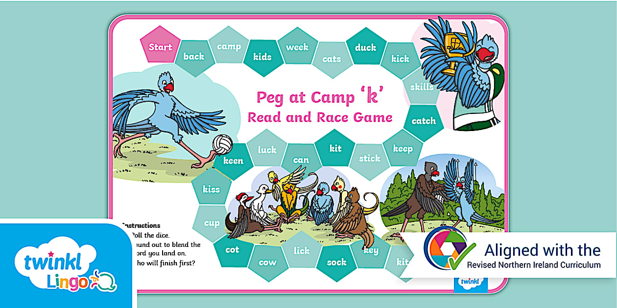Peg at Camp 'k' Read and Race Game (Hecho por educadores)