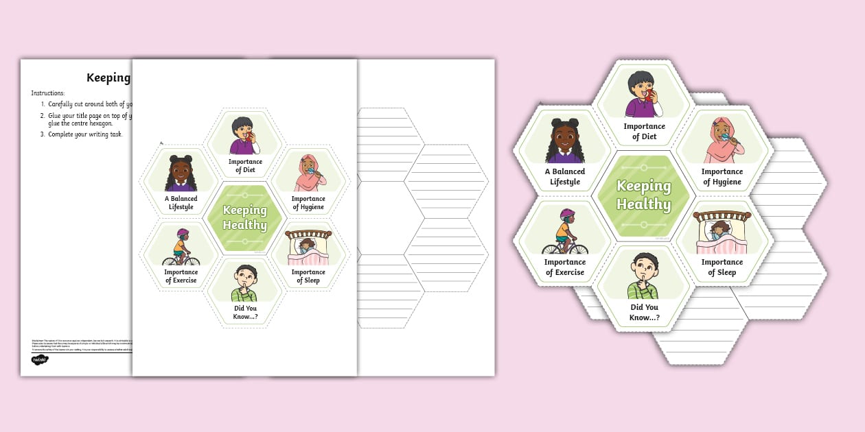 Keeping Healthy Hexagon Writing Template (teacher made)