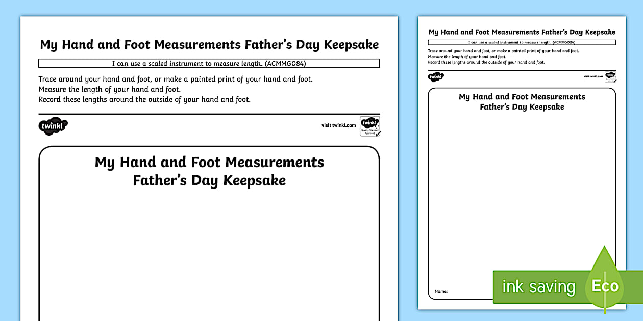 My Hand and Foot Measurements Father's Day Keepsake Worksheet / Worksheet