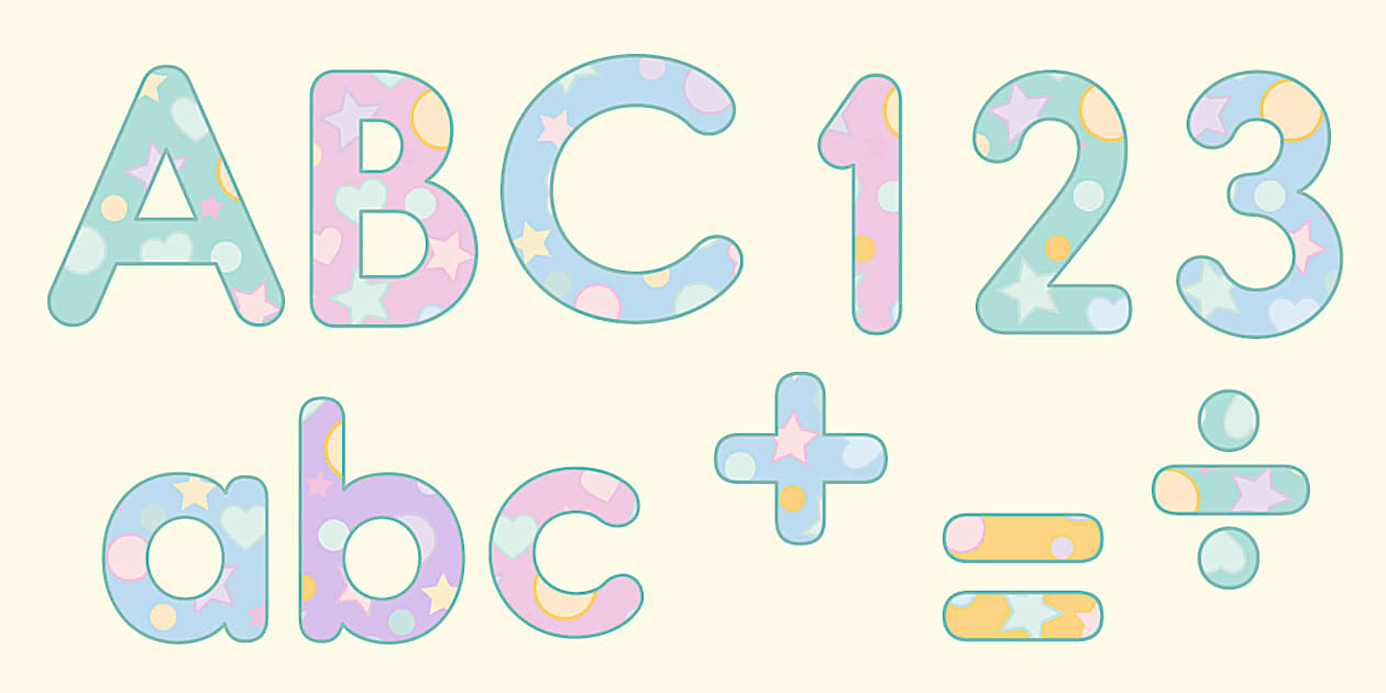 Pretty Pastels Theme Bulletin Board Letters and Numbers