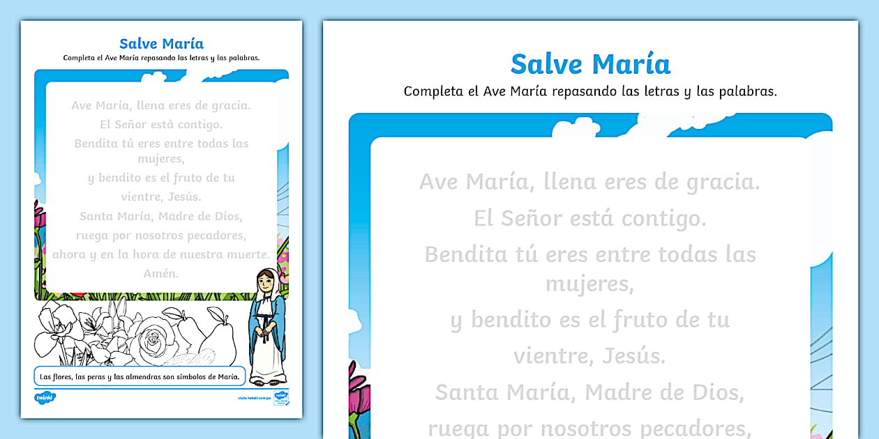 Ficha de actividad: Salve María | Twinkl (professor feito)