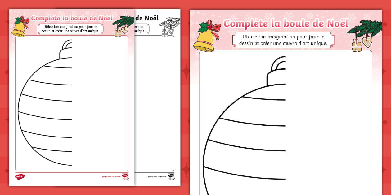 Feuille d'activité : Complète la boule de Noël - Twinkl