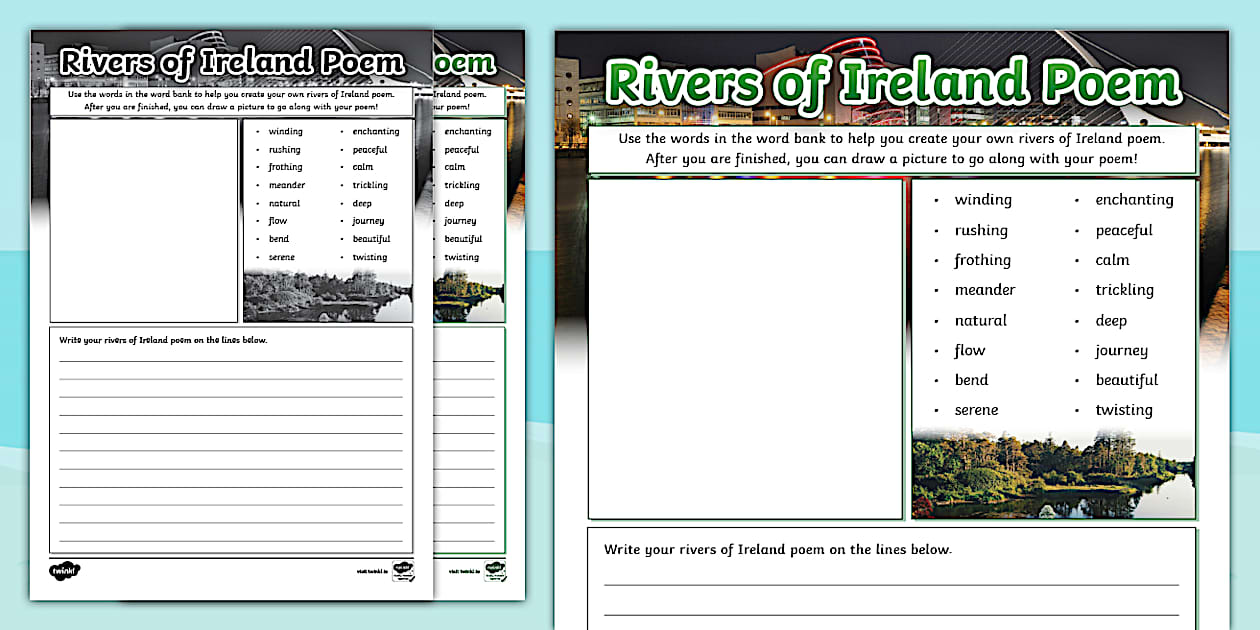 Rivers of Ireland Poem Writing Template (teacher made)
