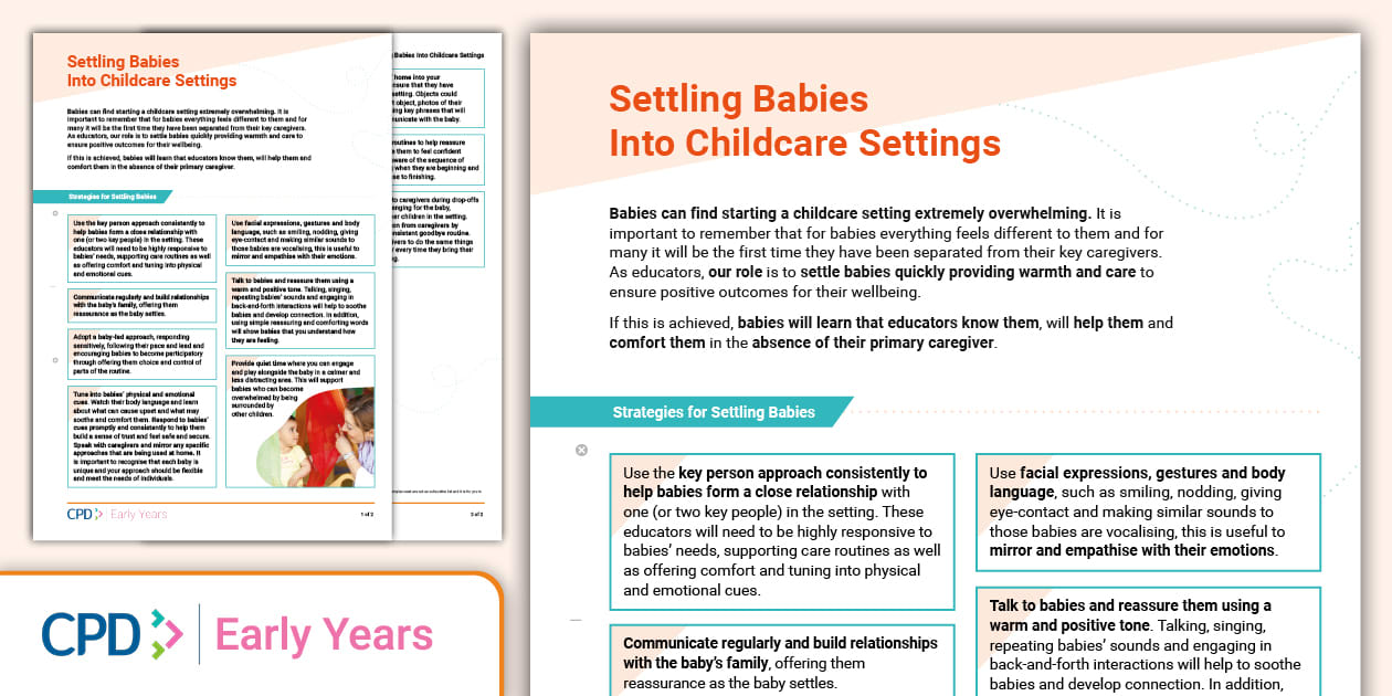 Settling Babies Into Childcare Settings | Early Years CPD