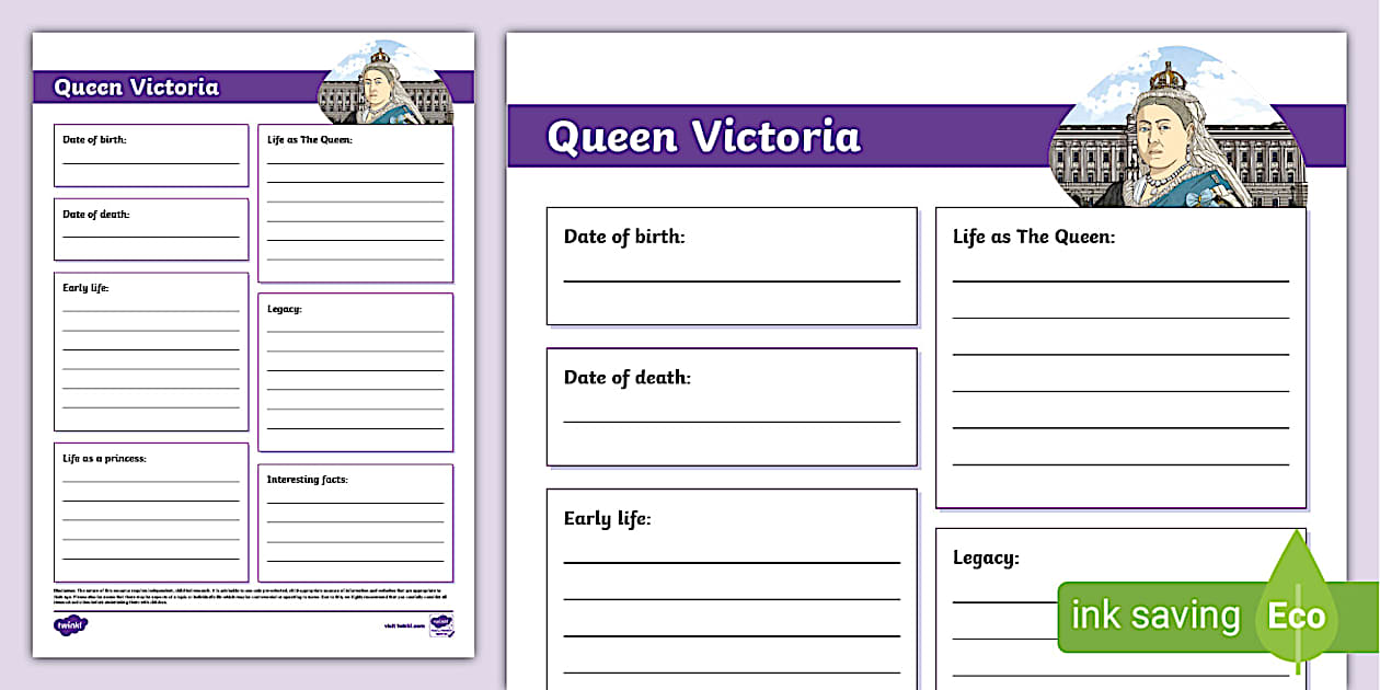 Queen Victoria Fact File Template,Queen Victoria,monarch