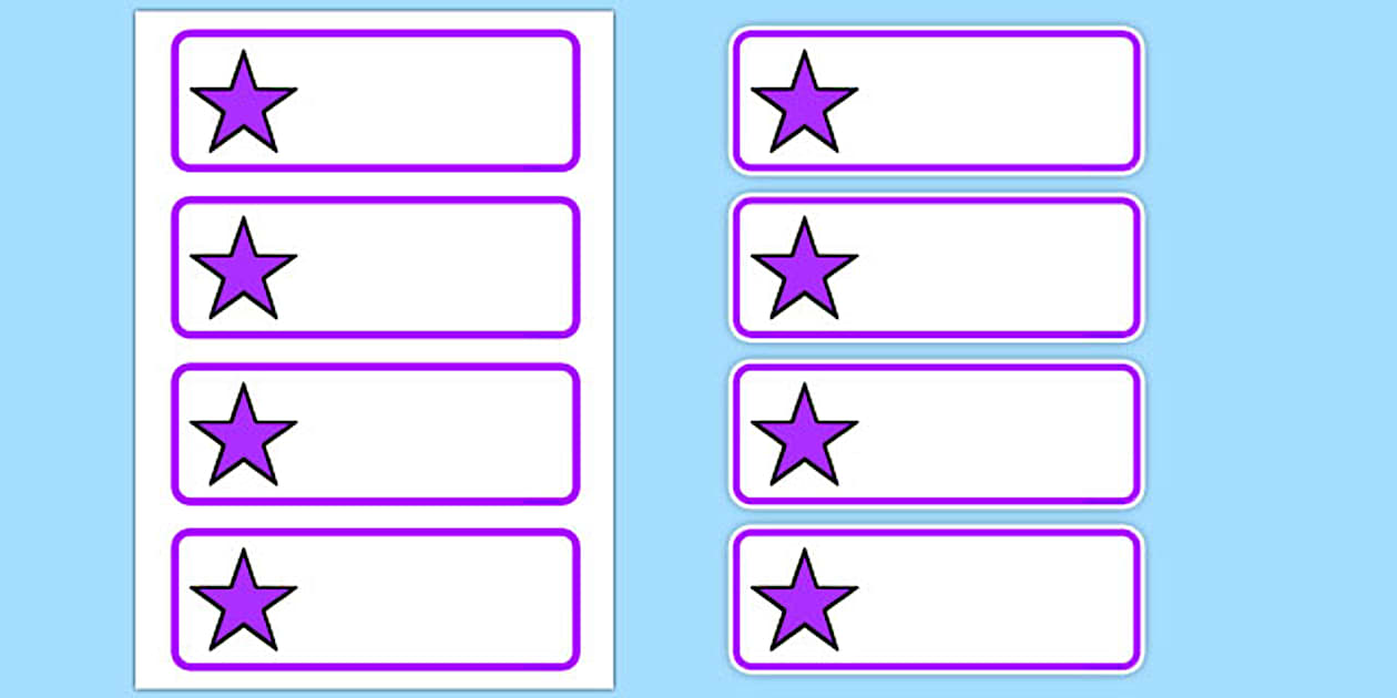 👉 Editable Purple Stars Drawer, Peg, Name Labels - Twinkl