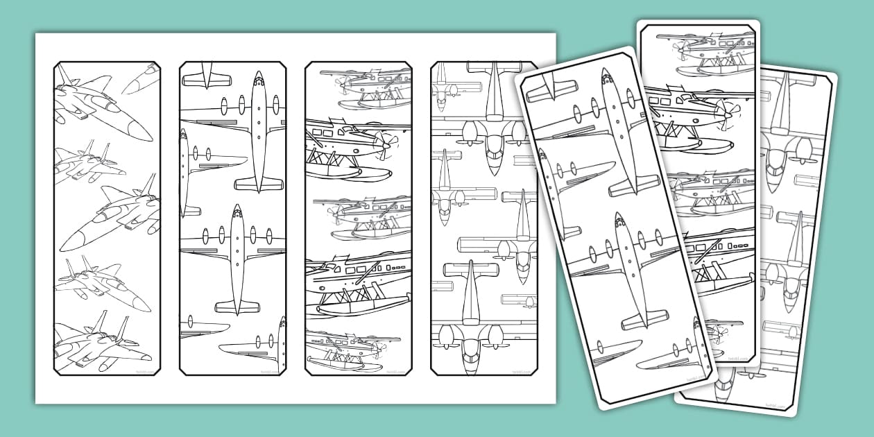 Airplane Coloring Bookmarks (Teacher-Made) - Twinkl