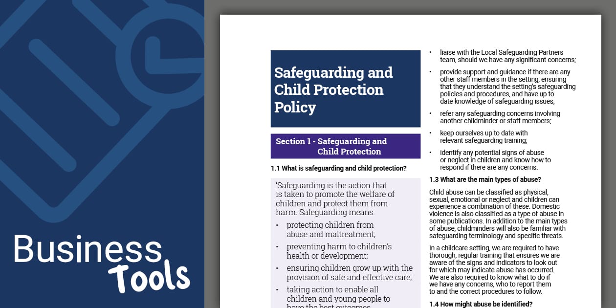 Childminder with Staff Safeguarding and Child Protection Policy and ...