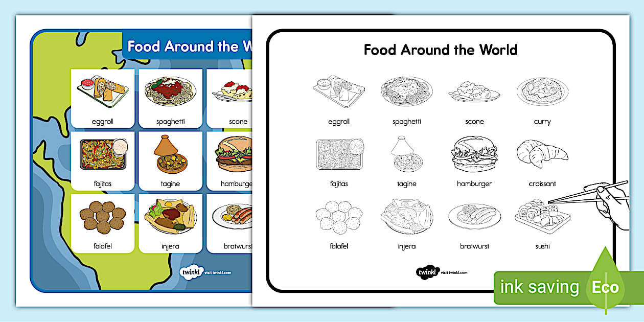 Food Around the World Word Mat (teacher made) - Twinkl