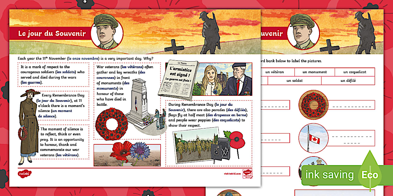 👉 French: Remembrance Day Fact File and Activity Sheet