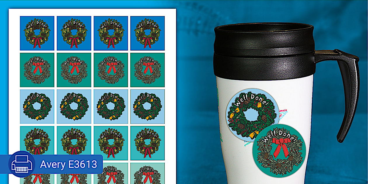 Christmas Wreaths | 'Well Done' | Winter Colour | Reward Stickers