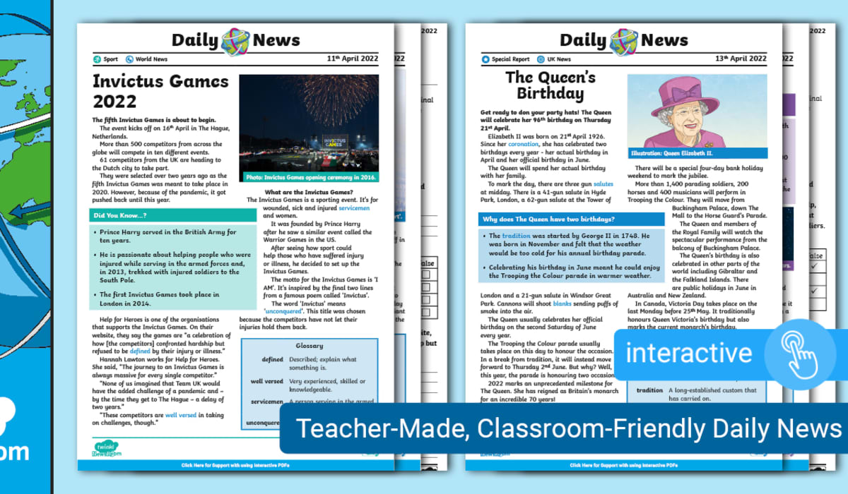 Weekly Comprehension Pack - 14th April 2022 - Twinkl NewsRoom