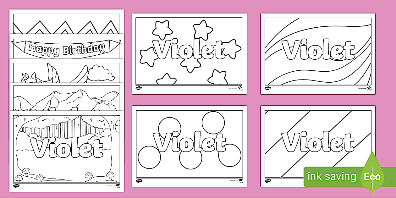 Violet Name Simple Colouring Activity Sheets | Twinkl | KS1