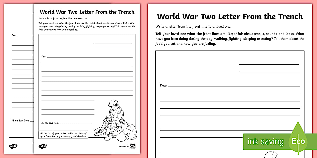 World War Two Letters from the Front Line Writing Templates