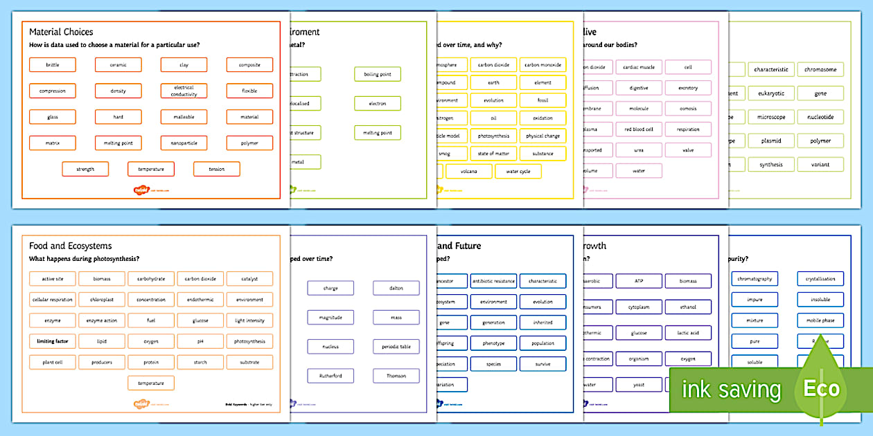 OCR 21st Century Combined Science Word Mats (teacher made)