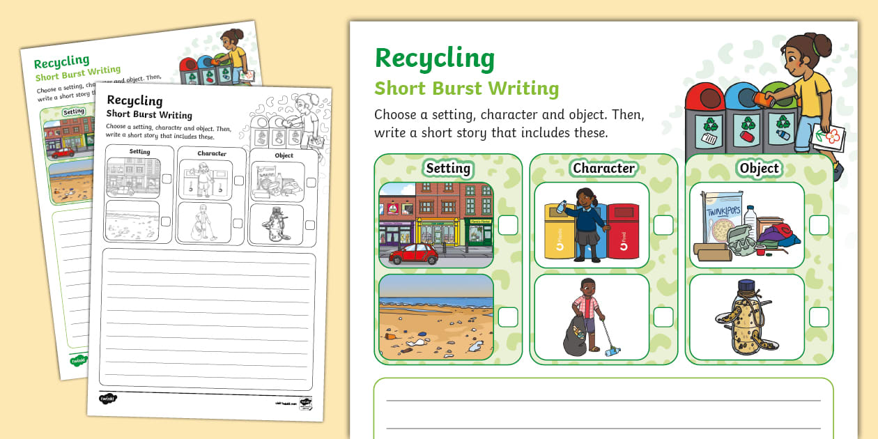 KS1 Recycling Short Burst Writing Template - Twinkl