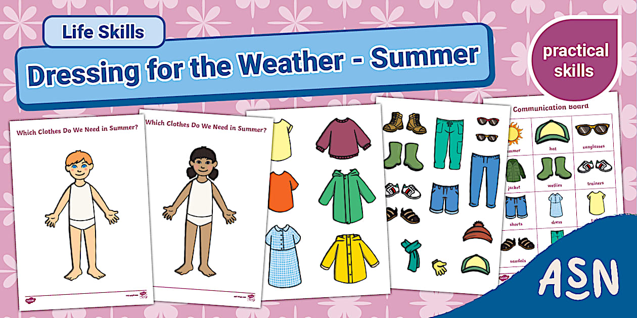 Life Skills Dressing for the Weather - Summer Activity Sheet