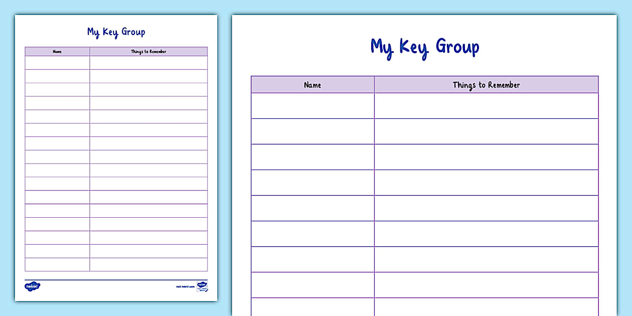 Key Worker Group List Template ELC (teacher made) - Twinkl