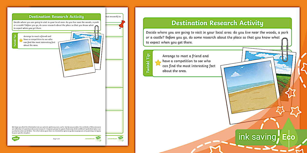 Local Area Destination Research Activity (Teacher-Made)