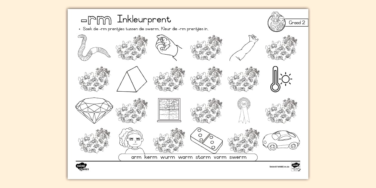 Graad 2 Klanke Inkleurprent -rm (teacher made) - Twinkl