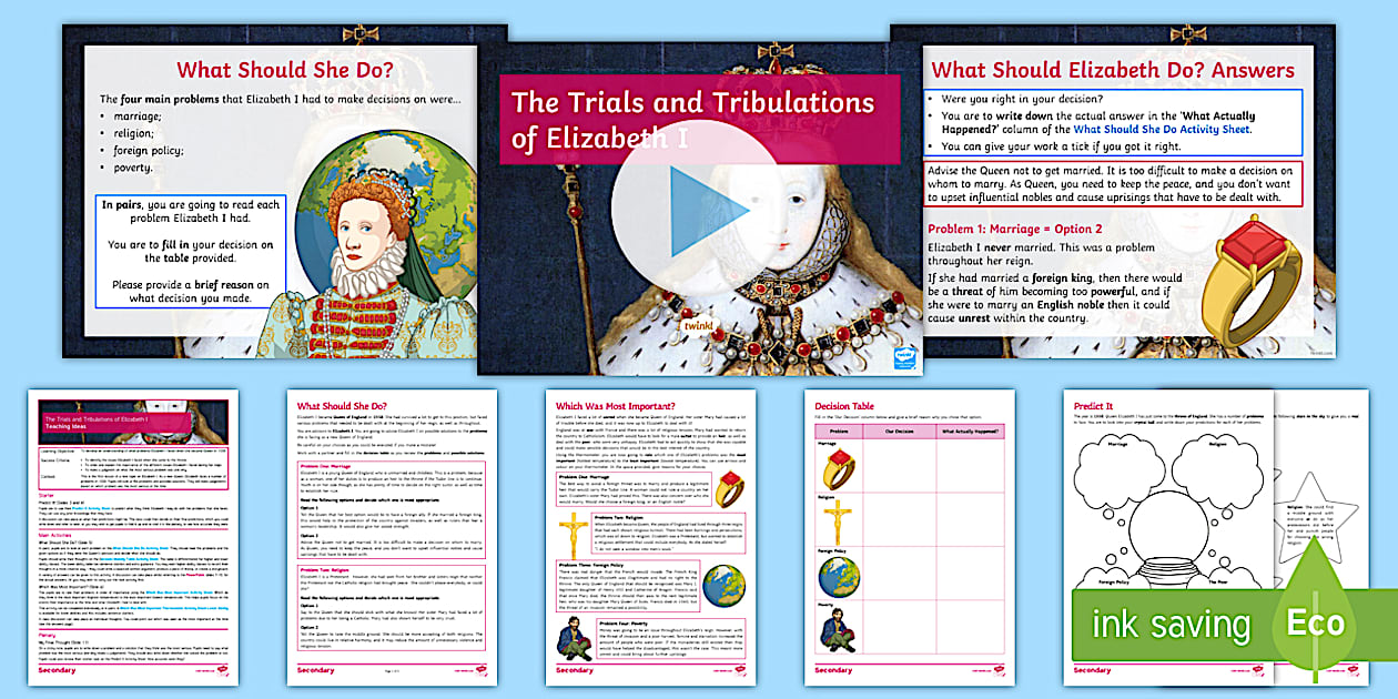 Elizabeth I: The Trials and Tribulations of Elizabeth I Lesson Pack