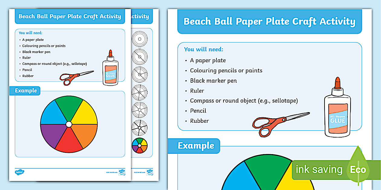 Free Beach Ball Paper Plate Craft Activity for Children!