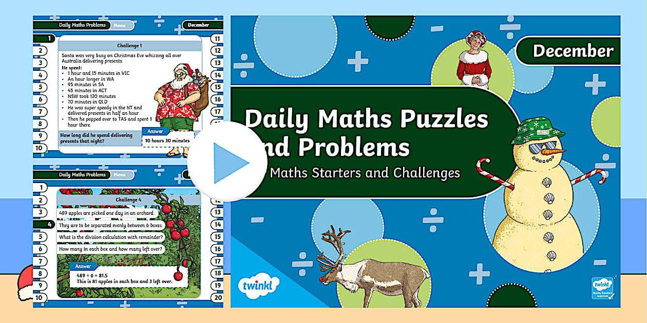 December Year 5/6 Maths Puzzle and Problem Starters - Twinkl